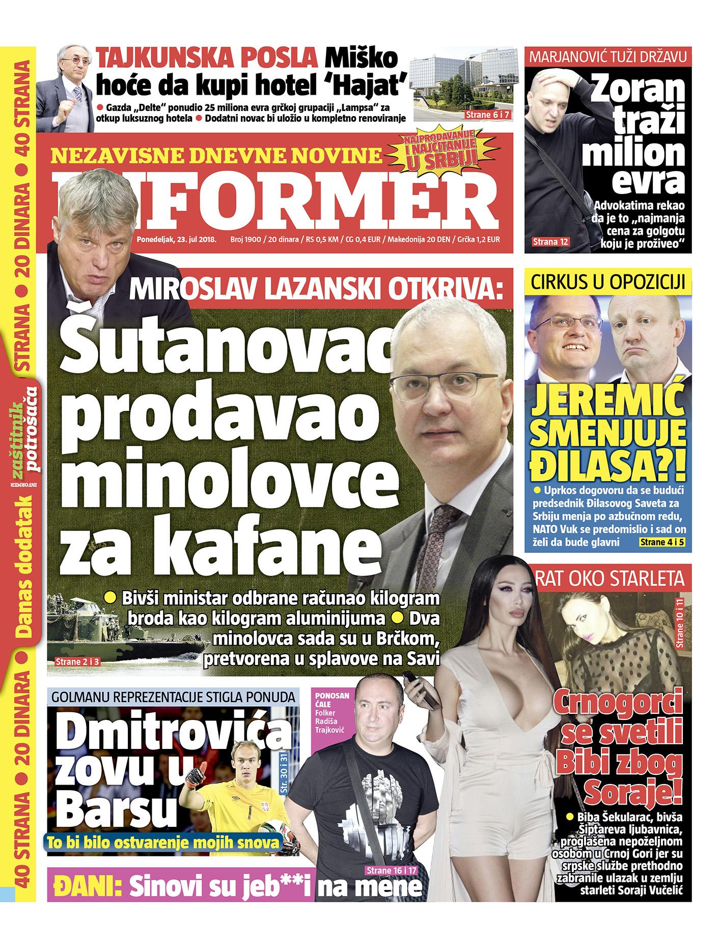 Informer - Štampano izdanje za dan 23.07.2018.